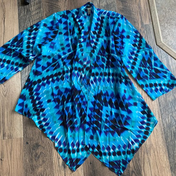 Chenault | Tops | Chenault Sheer Blue Purple Duster Blouse | Poshmark